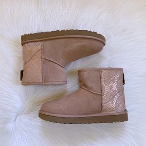 UGG | Shoes | Ugg Rose Gold Classic Mini Metallic Snake Boots | Poshmark